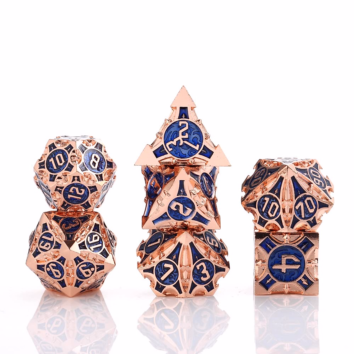 Polyhedral Metal Dice Set,7Pcs Dices D4 D6 D8 D10 D12 D20 Sets,for Board Game,Dungeons and Dragons,DND,Role Playing Games (A02)