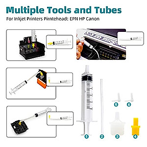 INNERTECK 100ml*2 Printhead Cleaning Kit (Printhead Cleaner Kit) for EP HP EcoTank Officejet Deskjet Pixma Inkjet Printers,Nozzle Cleaning Kit High Efficiency with 5ml Premium Syringe