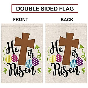 He is Risen Garden Flag Easter Cross Religious Double Sided Burlap Yard Outdoor Decor Holiday Decorations 12.5 x 18 Inch