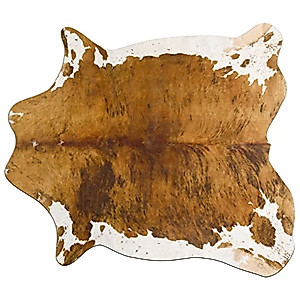 Beraliy Cowhide Rug, 4.6 x 5.2 ft Large Cow Print Rug for Bedroom, Faux Fur Animal Cow Hide Carpet for Western Decor Living Room, Brown