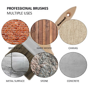 Double Thick Chip Paint Brush, 4 inch / 100mm Stain Brushes for Painting Walls and Fence Staining, Wooden Handle Masonry Paintbrush for Varnish, Paste, Gesso and Limewash