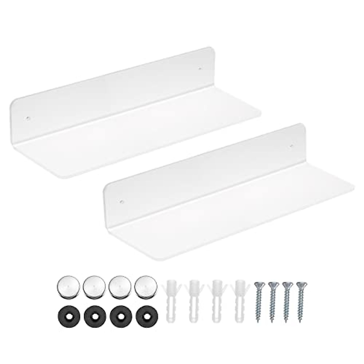 PATIKIL 11.81 x 3.94 Inch Acrylic Floating Shelf, Floating Wall Mounted Shelves for Bathroom Wall Decoration, Transparent 2 Pack