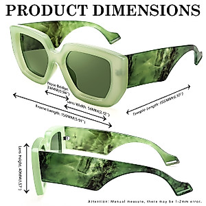 FEISEDY Oversized Square Sunglasses for Women Men Thick Frame Shades B4074