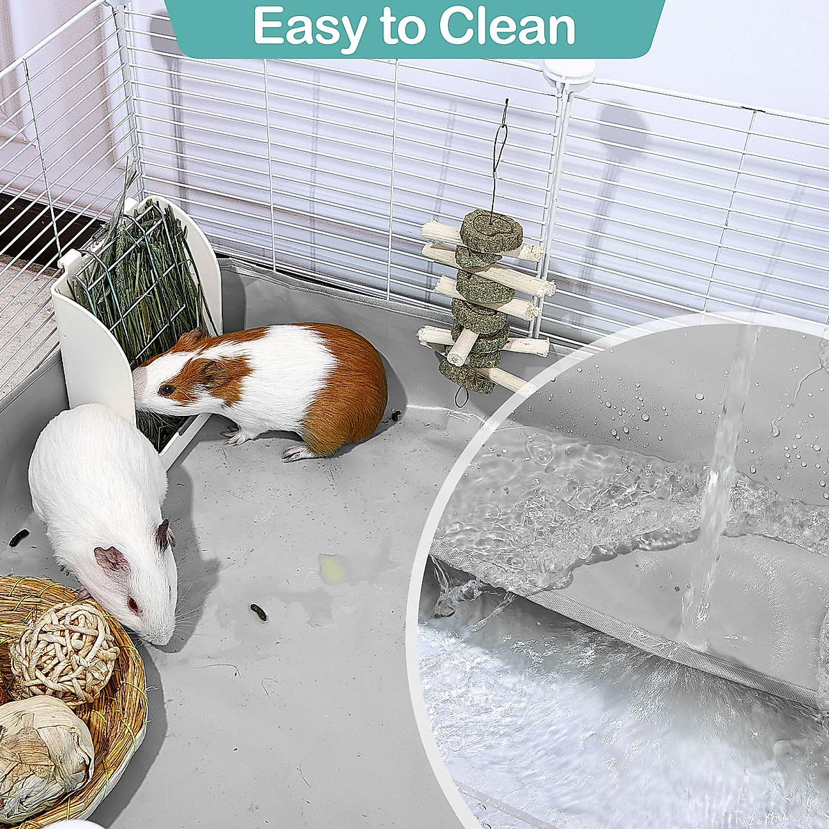 Guinea Pig Cage Liner, Waterproof Liner for Guinea Pigs, Guinea Pig Bedding with Tarp Bottom for C&C Grids, Cage Liners for Guinea Pig, Bunny, Hamster, Rabbit,Not Include Cage,56 * 28 inches