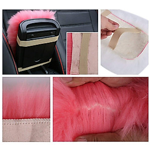 EGBANG Auto Center Console Cover, Console Cover Armrest Pads, Warm Winter Sheepskin Wool Car Armrest Seat Box Pad Cushion Protector Universal Fit (Blue)