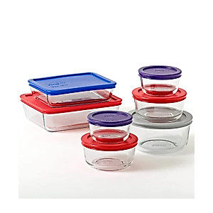 24 Piece Food Storage Containers Set with Easy Snap Lids (12 Lids + 12 Containers) - Glass Containers for Pantry