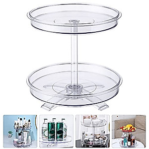 DOITOOL Kitchen Jar Holder Turntable Rack 2-Tier Rotating Cosmetics Organizer Makeup Storage Holder Kitchen Counter Cabinet Organizer Tray Seasoning Bottle Rack