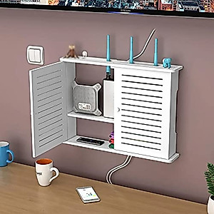Coasta WiFi Router Boxes Wooden Box Cable Wire Bracket Wall Plug Board Shelf L