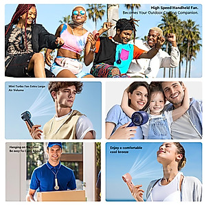 COZOME Personal Fans, Powerful Handheld Fans with 7000RPM Turbo, High Speed USB-C Rechargeable Pocket Fan, Max 16H Working Mini Portable Fans for Women, Mens, Kids, Outdoor, Super Ball, Blue