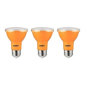 Sunlite 40251 LED PAR20 Colored Recessed Light Bulb, 3 Watt (50w Equivalent), Medium (E26) Base, Floodlight, ETL Listed, Amber, 3 Count