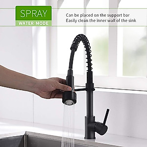 GIMILI Black Kitchen Faucet with Sprayer Modern Single Handle Pull Down Sprayer Matte Black Kitchen Faucet Pull Down with LED Light