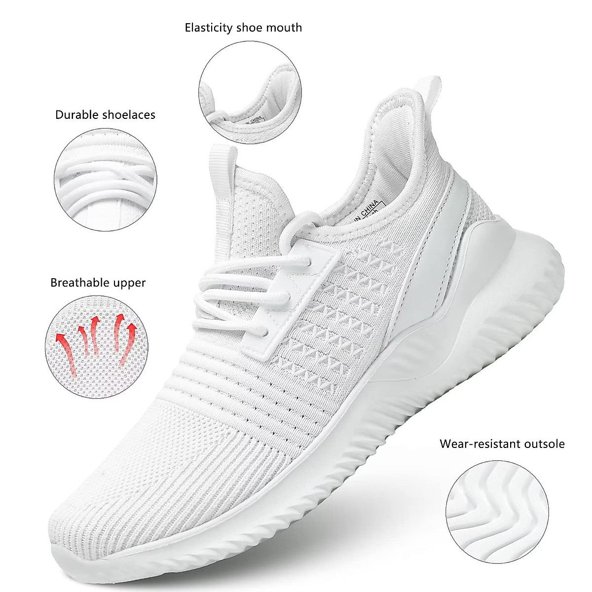 Chopben Women's Walking Shoes Lightweight Breathable Running Shoes Non Slip Athletic Fashion Sneakers Mesh Workout Casual Sports White