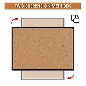 Board2by Cork Board Bulletin Board 48 x 36, Black Aluminium Framed 4x3 Corkboard, Office Board for Wall Cork, Large Wall Mounted Notice Pin Board with 18 Push Pins for School, Home & Office
