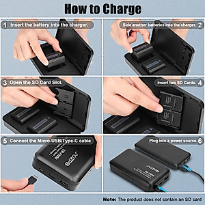 JYJZPB NP-FW50 Replacement Battery Charger Set Dual Channel Compatible for Sony Alpha A6000 A6400 A6500 A6300 A6100 ZV-E10 A7 A7II A7RII A7SII A7S A7S2 A7R A7R2 A5100, Camera Batteries Charger Case