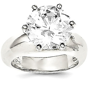 925 Sterling Silver Solitaire Round Cubic Zirconia CZ Engagement Ring Size 8