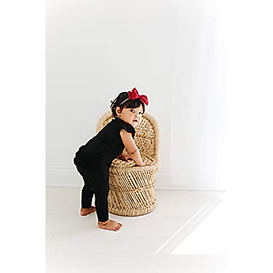 Posh Peanut Baby Girl Pajamas – Ruffled Cap Sleeve Romper PJs – Soft Viscose from Bamboo One-Piece for Babies & Toddlers(12-18 Months) Solid Ribbed Black