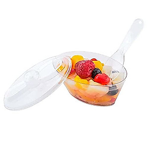 Kaya Plastic Oval Cups with Lids and Spoons - 4 oz. | Clear | 12 Sets (Pack of 2)