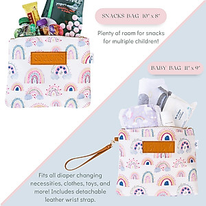 Diaper Bag Organizing Pouches (Set of 4) - Rainbow Diaper Bag Organizer Pouches - Baby Diaper Clutch Bag, Wet Bag, Mama Bag, Snacks Diaper Bag Insert - Waterproof Lining - Diaper Bag Organizer Insert