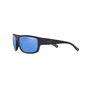 ARNETTE Unisex Sunglasses Matte Black Frame, Blue Lenses, 62MM