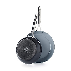 GreenPan Valencia Pro Hard Anodized Induction Safe Healthy Ceramic Nonstick, 8" and 10" Set, Gray & Mini Healthy Ceramic Nonstick, Round Egg Pan, 5", Gray
