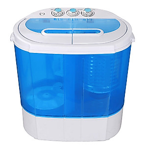 BBBuy Mini Portable Washing Machine, Twin Tub Compact Washing Machine w/Washer Spinner, Gravity Drain Pump and Drain Hose