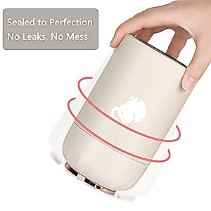 NewFation Thermos For Hot Food - 17OZ Insulated Food Container With Foldable Fork& Spoon, Leak Proof Soup Thermos For Adults, Food Thermos Portable With Handle For Office Outdoors(White)