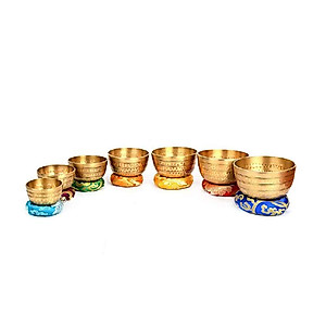 Chakra Healing Tibetan Bronze Singing Bowl 7 Sets of Meditation Bowls From Nepal