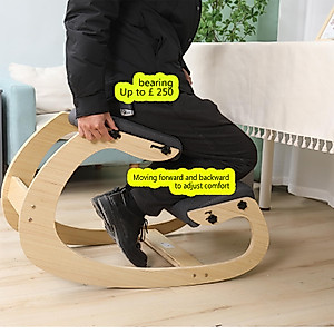 Ergonomic Kneeling Chair Adjustable Rocking Knee Chair Posture Chair for Desk,Wood Grey Home Office Kneeling Stool and Kneel Chair