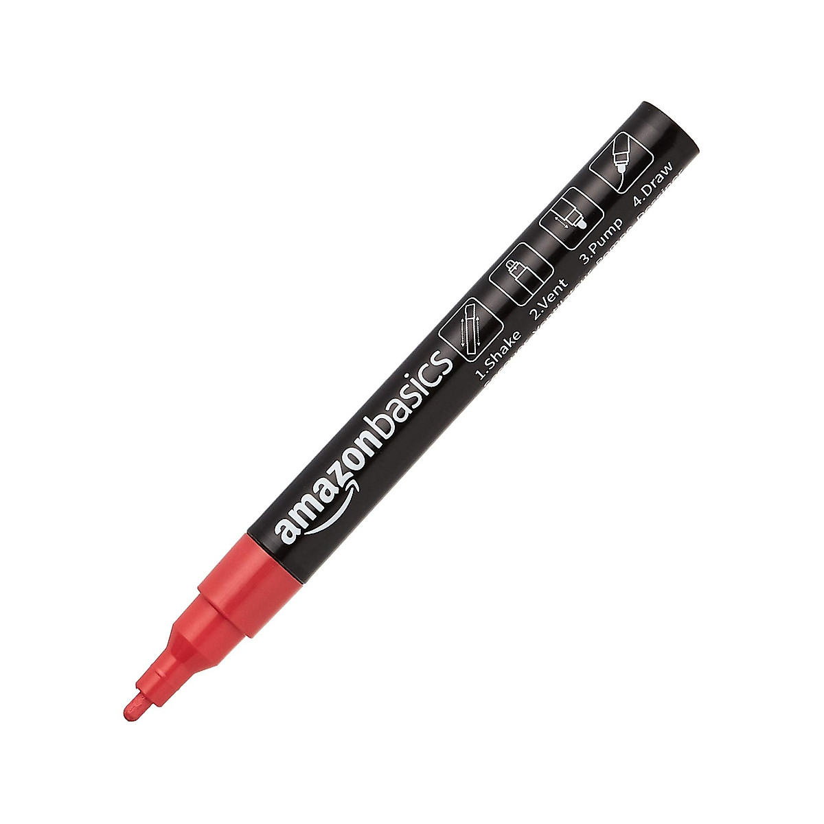Amazon Basics Bullet/Chisel Reversible Tip Chalk Markers, Fine Point, 8-Pack, Bright Colors