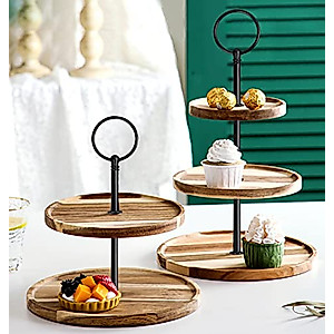 15 Inches 3-Tier Cupcake Black Stand Hardware Fittings, Metal Mold Circular Holder DIY Making for Fruit Plate Cake Stand Snack Tray Replacement Parts Tea Party Wedding Decor (6 Sets - Black Round)
