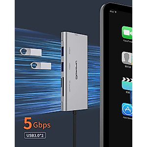 UPGROW USB C to HDMI Hub, Type C 5 in 1 Adapter with 2 USB 3.0 Ports, 4K@30Hz HDMI, SD/TF Card Reader, Compatible with MacBook Pro 2018-2020, ChromeBook, Dell XPS, Surface Go and Other C-Port Laptops