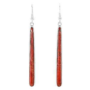 Coral Earrings in Sterling Silver Long Dangles (2.5" Long)