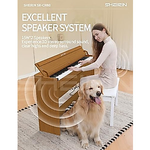 SHEIRIN digital piano 88 key weighted stand cover hammer action electric keyboard pedal full size home professional musical beginners adults instrument self playing MIDI SR-CH80(orange)