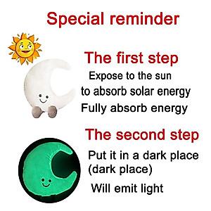 Wahahay Glowing Moon Plush Pillow，Fluorescent Plush Toy, Glow in The Dark Moon Plush, Star Stuffed Doll，All Star Collection Star Man Stuffed Plush