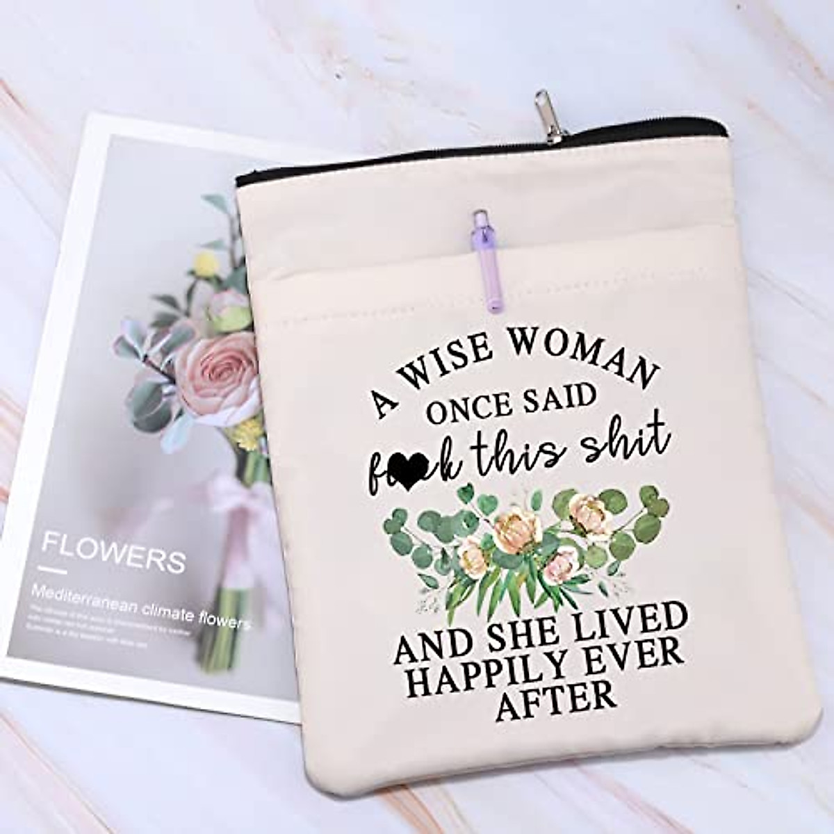 Motivation Wise Women Book Sleeve Funny Divorce Gift Mother Day Book Cover Gift Retirement Gift for Women Waterproof Zipper Book Protector (WiseWomenBS)