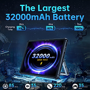 OUKITEL RT7 Rugged Tablet Android 13, 5G - 32000mAh Battery Waterproof Tablet, 33W Fast Charging, 24GB+256GB Tablet PC, 10.1" FHD+Tablets, 48MP+20MP Night Vision Camera, Dual SIM/5G WiFi/GPS/T-Mobile