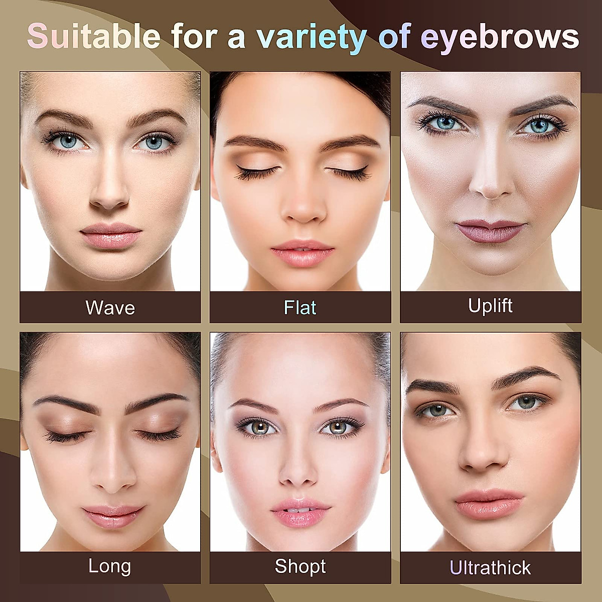 Eyebrow Definer Powder Stamp Makeup with 10 Reusable Stencils Long Lasting Waterproof for Perfect Brow (Dark Brown)