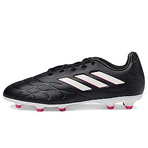 adidas Copa Pure.3 Firm Ground Soccer Shoe, Black/Zero Metallic/Team Shock Pink, 5 US Unisex Big Kid