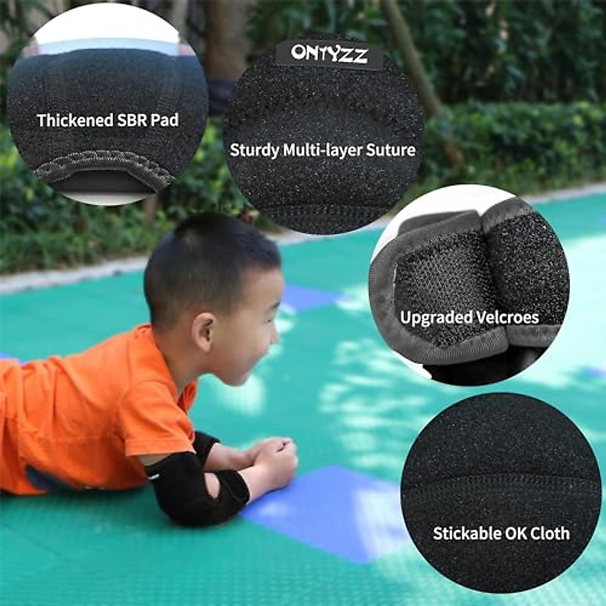 ONTYZZ Kids Elbow Pads with SBR Pads Breathable Stretchy Cotton Elbow Pads Adjustable Elbow Pads for Sprots S