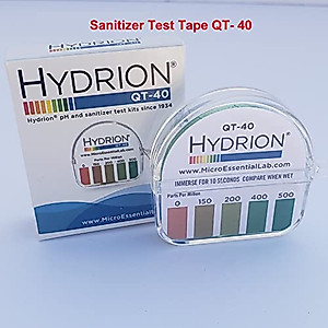 Hydrion QT-40 Quaternary Sanitizer Test Tape 15 feet Roll Quat Color Chart 0-500 ppm Range