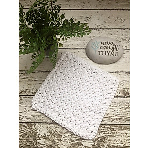 Handmade Cotton Kitchen Dish Cloths White Set of 3 Eco Friendly Wash Cloths Crochet Dishcloths