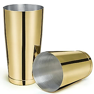 Stainless Steel Boston Shaker - 2-piece 18oz & 28oz Professional Bartender Cocktail Shaker Bartender Shaker Kit - CTSK0013 (Gold)