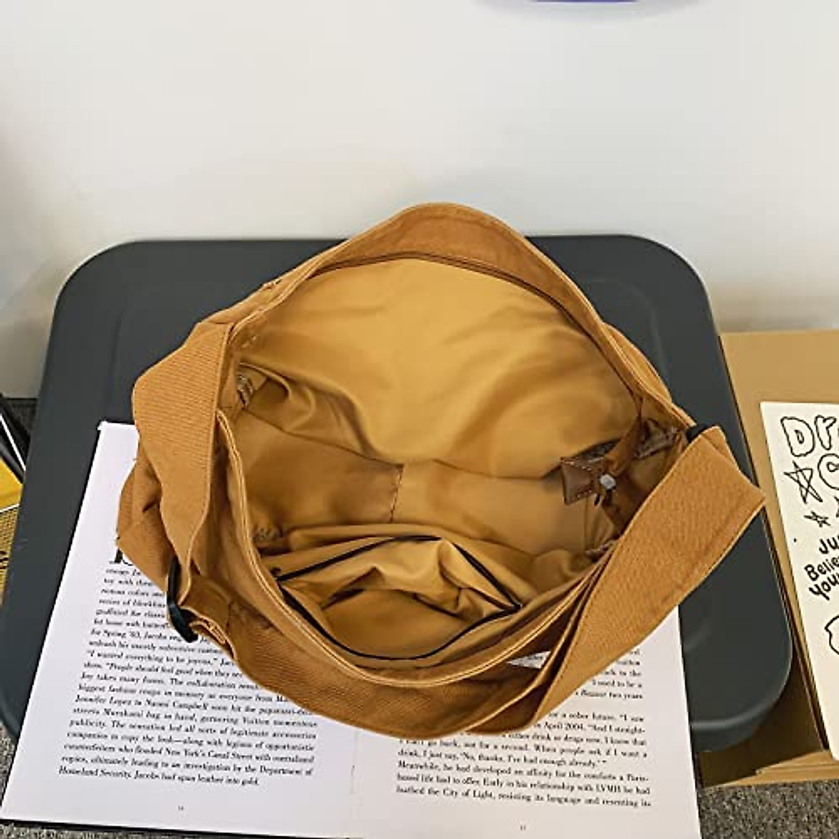 Canvas Hobo Crossbody Bag for Women, Casual Shoulder Bag, Tote Bag, Messenger Bag, Cross Body Bag for School and Work, Black