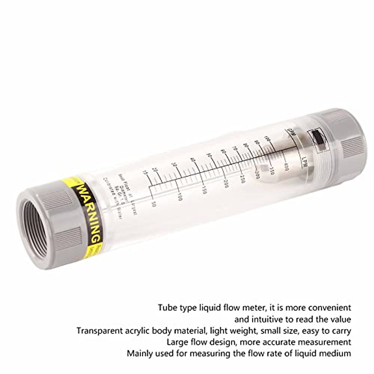 Liquid Flow Meter, Acrylic Plexiglass Tube Water Liquid Flowmeter Flow Measuring Tool LZM-40G 10-100GPM G1-1/2" or BSP Connection Used for Measuring The Flow Rate of Liquid Medium