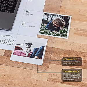 Awnour Clear Desk Mat, 34x17 inches, Clear Table Protector, Desk Protector Mat Clear, Desk Mats on Top of Desks, Clear Desk Protector, Transparent Desk Writing Mat with Mouse Pad for office & home