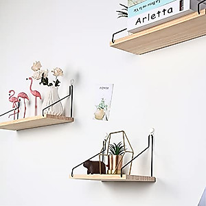 Floating Shelves Decorative Shelves Wooden Wall Mounted Shelf for Bedroom Living Room Kitchen and Office (Natural,15.8 in)