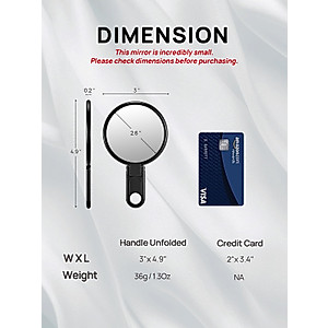 OMIRO Small Hand Mirror, 3 Inches Mini Hand Held Compact Folding Mirror for Men Women (Black,1 Pack)