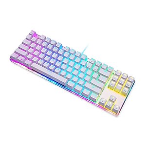 Feilx Mechanical Keyboard Red Blue Switch 87 Key Backlit Mechanical Gaming Gaming Keyboard for PC/Mac Gamer, Typist (Color : White)