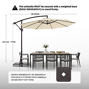 wikiwiki 10ft Patio Umbrellas Offset Outdoor Cantilever Hanging Umbrella w/Infinite Tilt, Fade Resistant Waterproof Recycled Fabric Canopy & Cross Base for Yard, Garden & Deck (Beige)