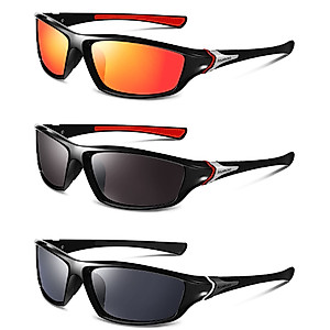 TOODOO 3 Pairs Sport Polarized Sunglasses for Cycling Driving Fishing TAC Lens Sunglasses for Men Women Youth Baseball Running Golf Motorcycle